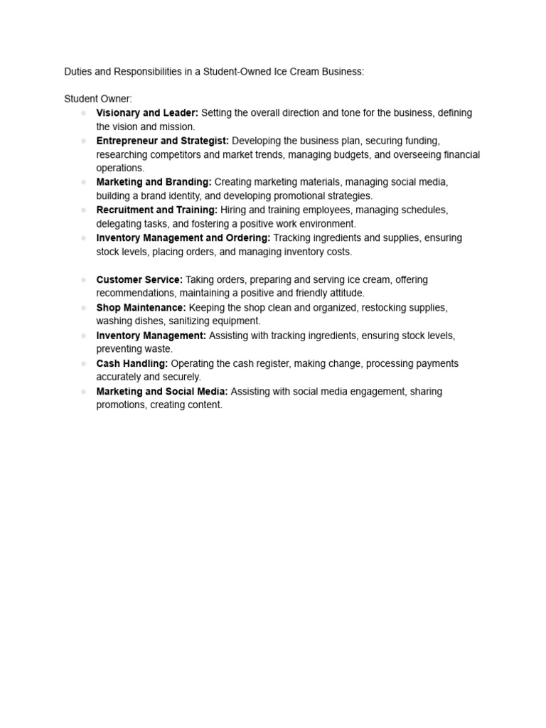 Duties and Responsibility | PDF