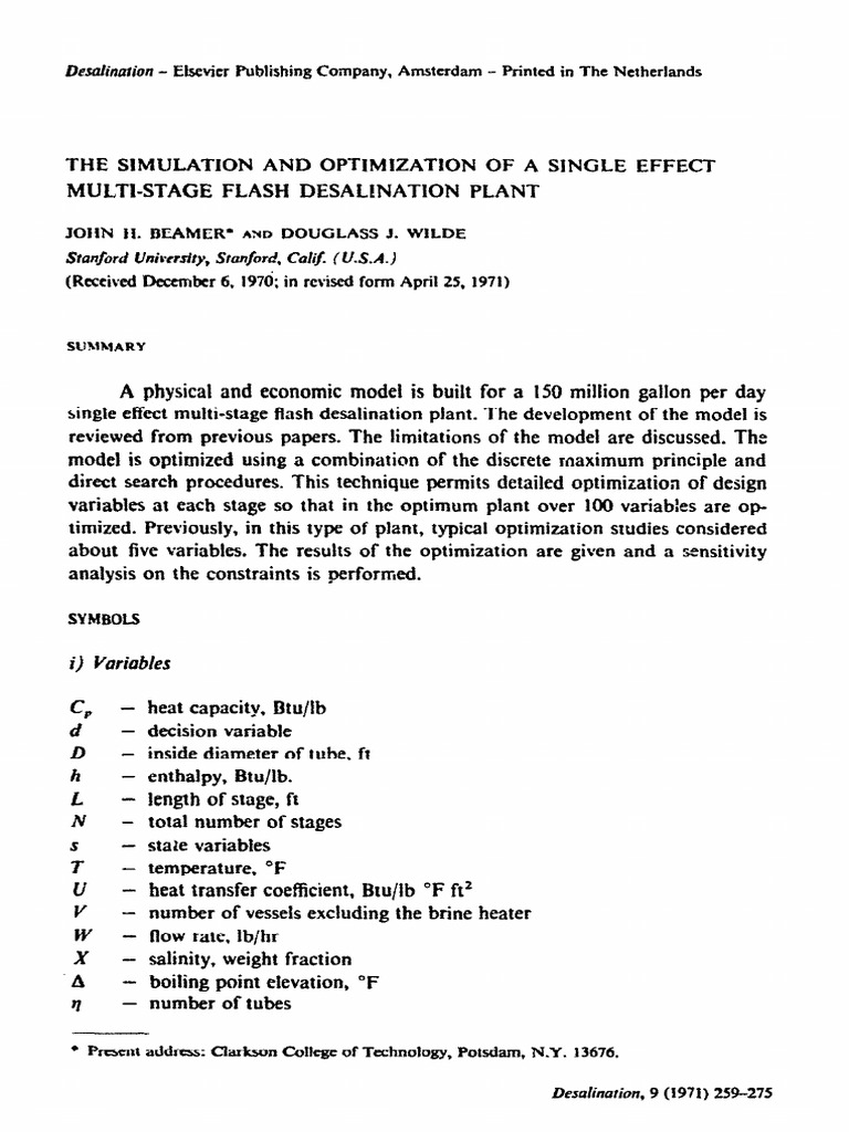 6 The Simulation and Optimization of A Single Effect Multi-Stage Flash ...