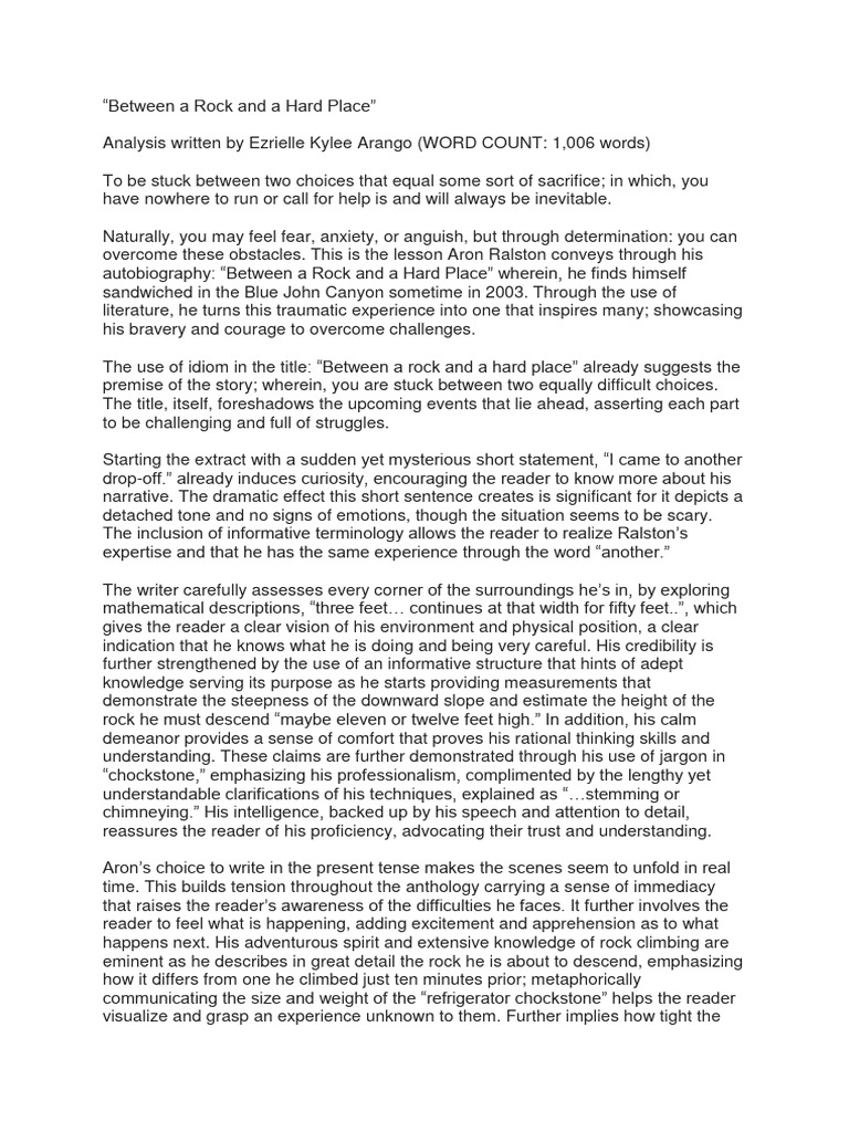 Analyzing "Between a Rock and a Hard Place" | PDF | Fear