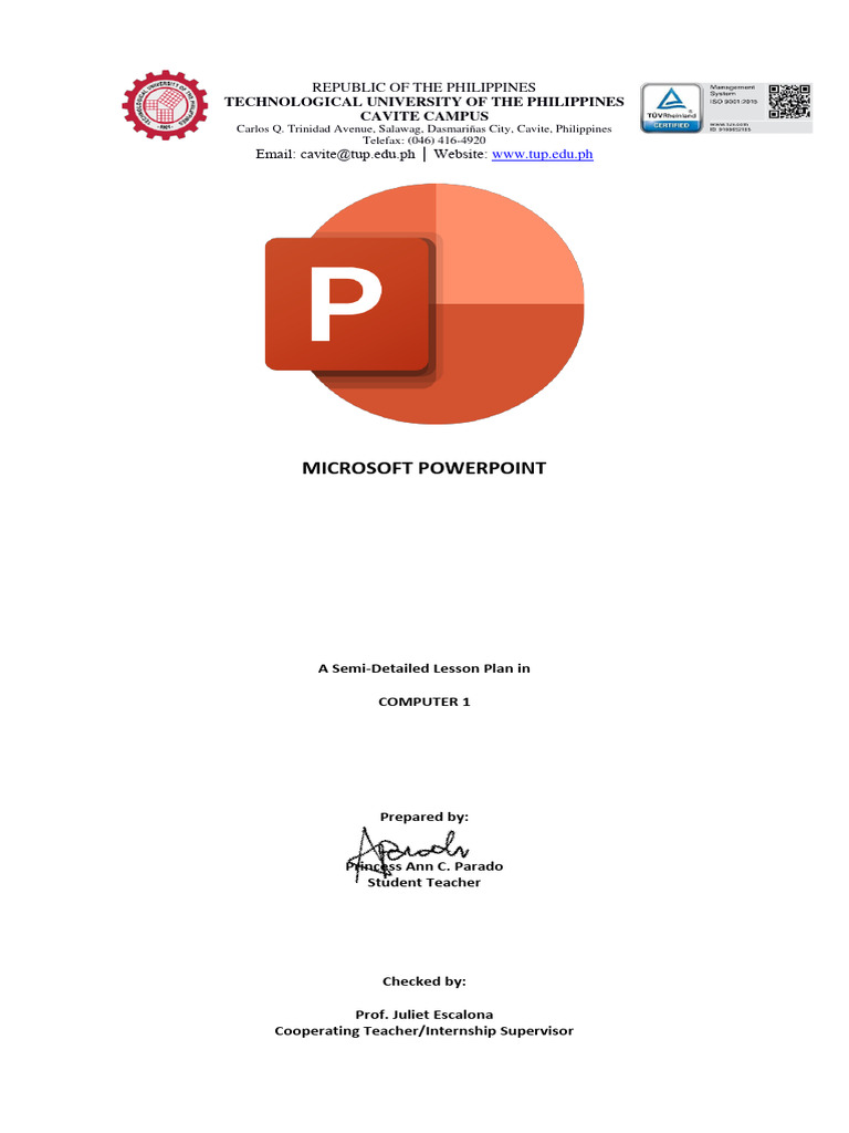 FINAL LESSON PLAN_MS POWERPOINT | PDF | Window (Computing) | Microsoft Power Point