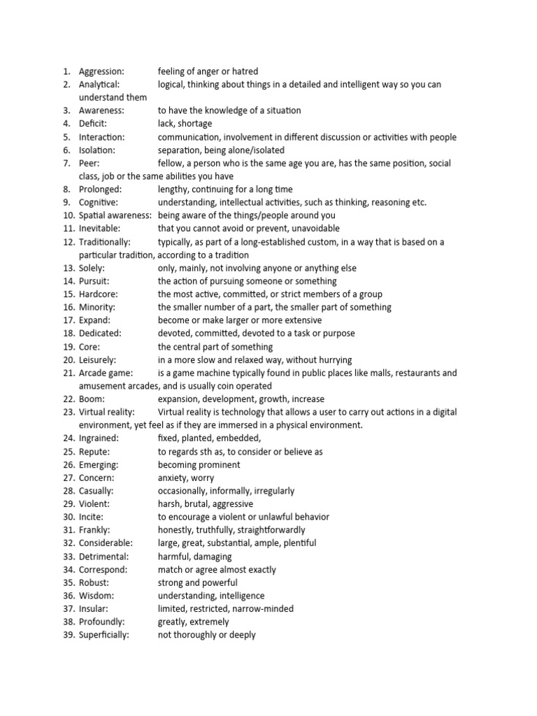 Chapter 2 Reading 2 Vocabulary | PDF | Behavioural Sciences | Cognitive Science