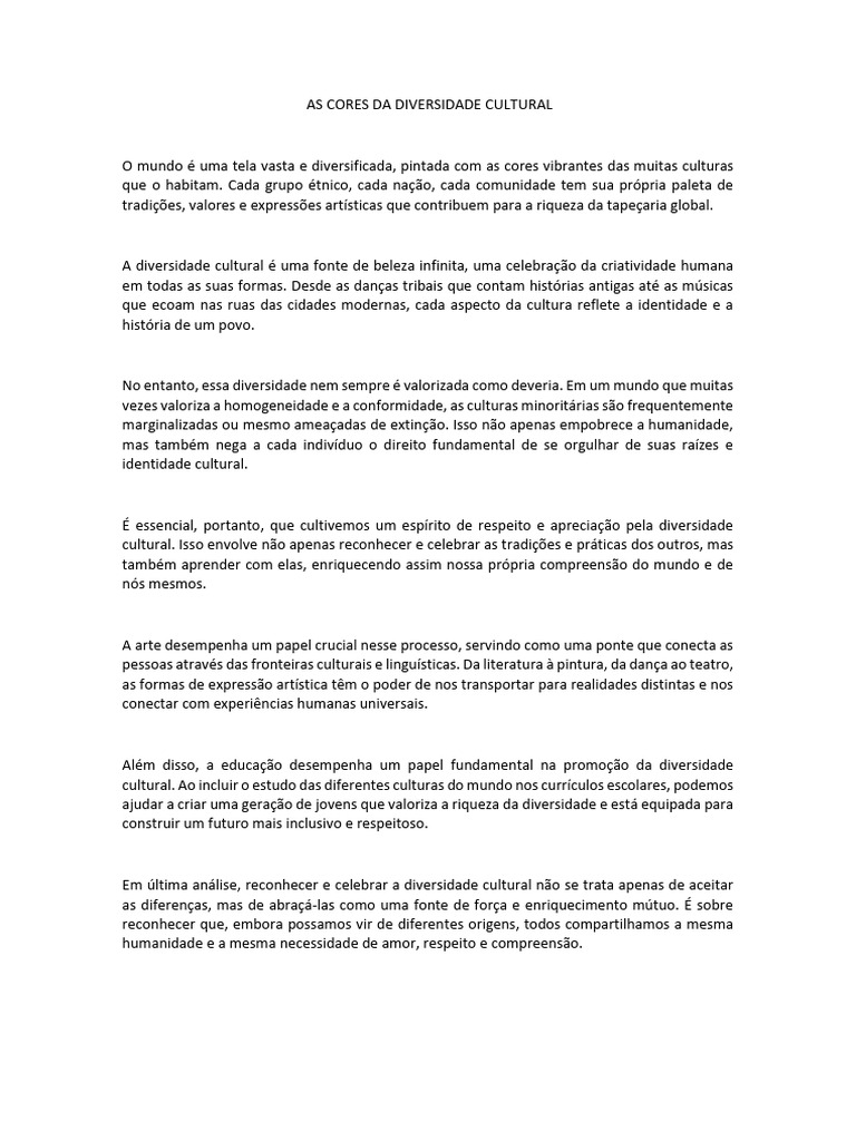 As Cores Da Diversidade Cultural | PDF