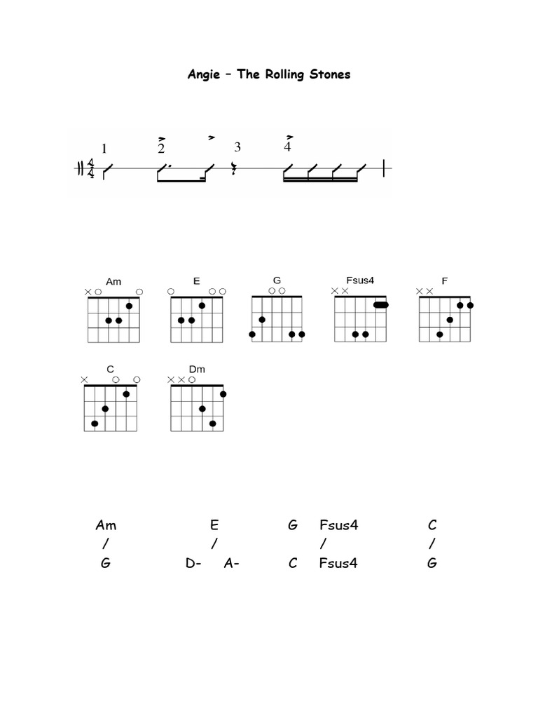 Angie Lyrics and Chords Guide | PDF