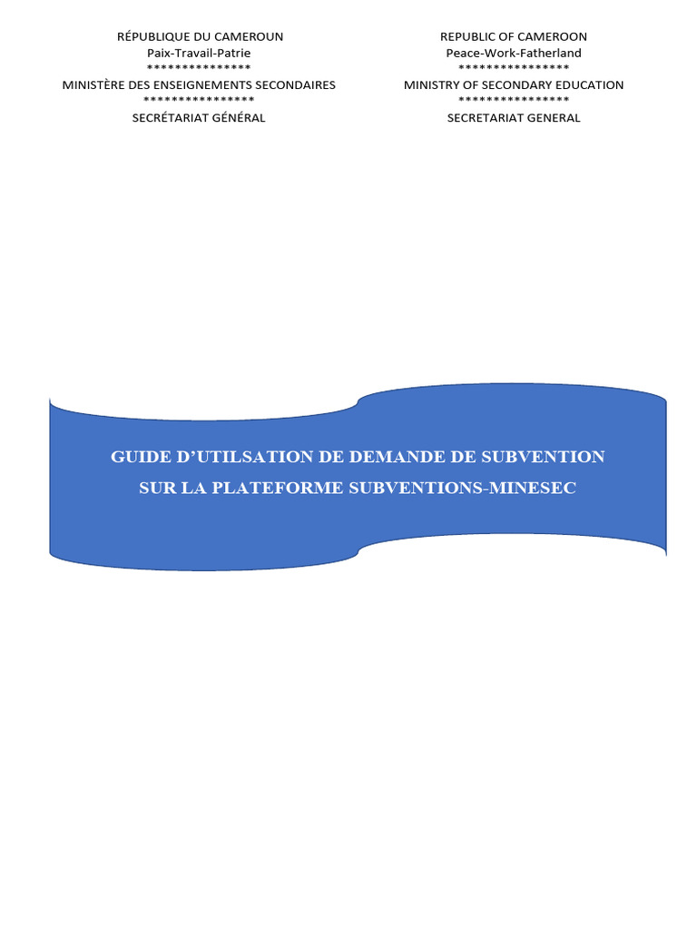 Guide de Demande de Subvention MINSEC | PDF | Fichier informatique ...