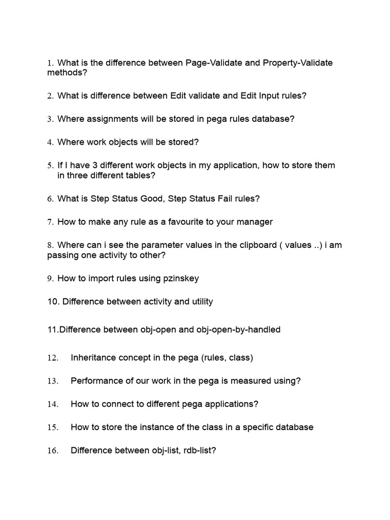 Pega Interview Questions | PDF | Page Layout | Class (Computer Programming)