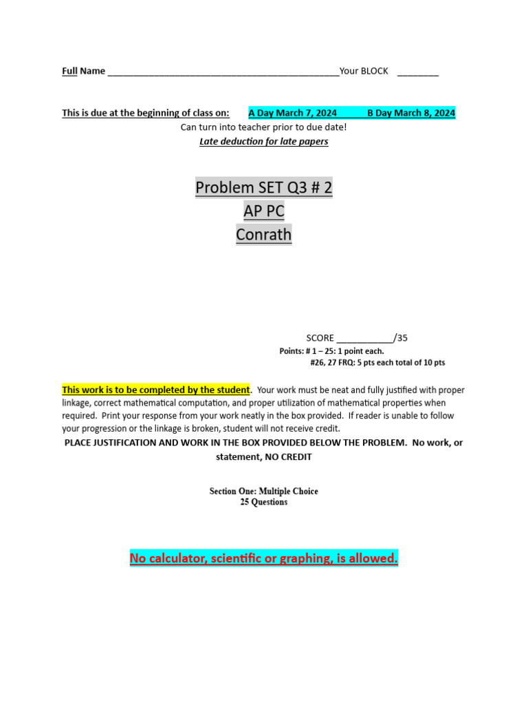 23-24 AP PC Q3 # 2 PSET STUDENT Due Mar 7,8 | PDF | Logarithm ...