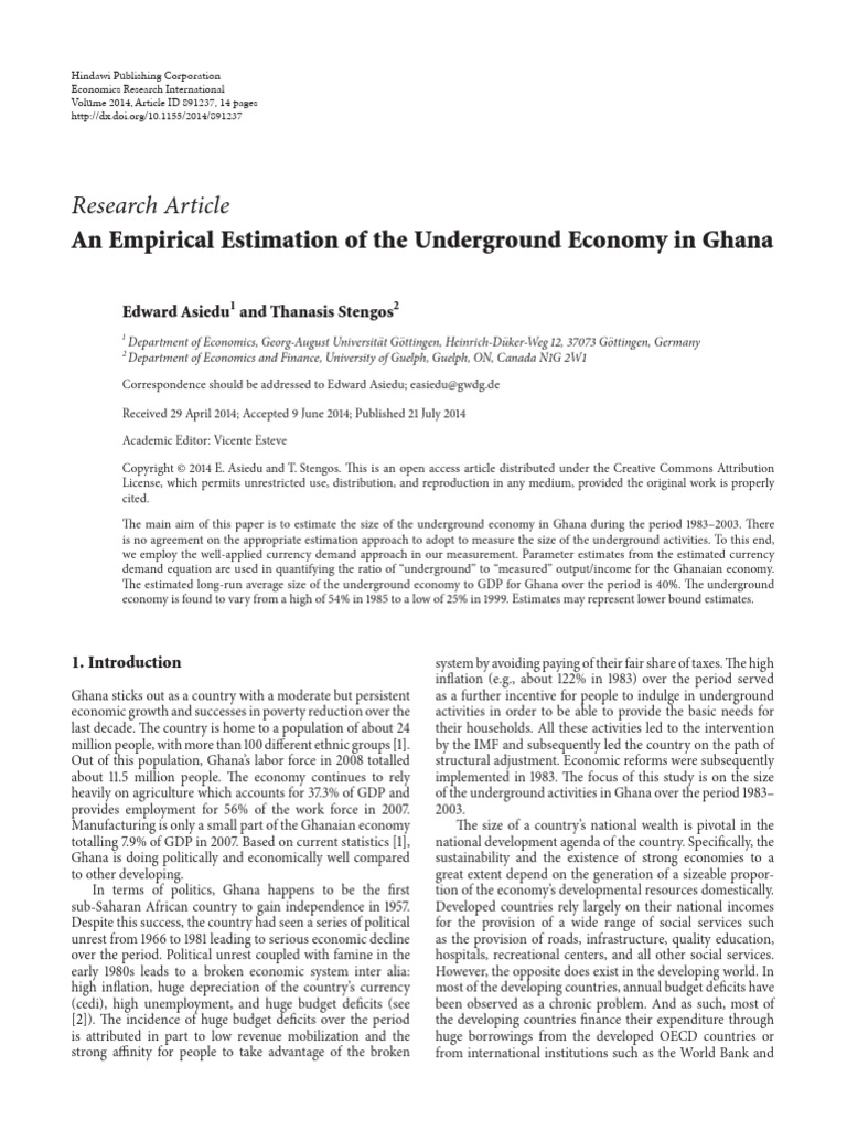 An Empirical Estimation of The Underground Economy in Ghana | PDF ...
