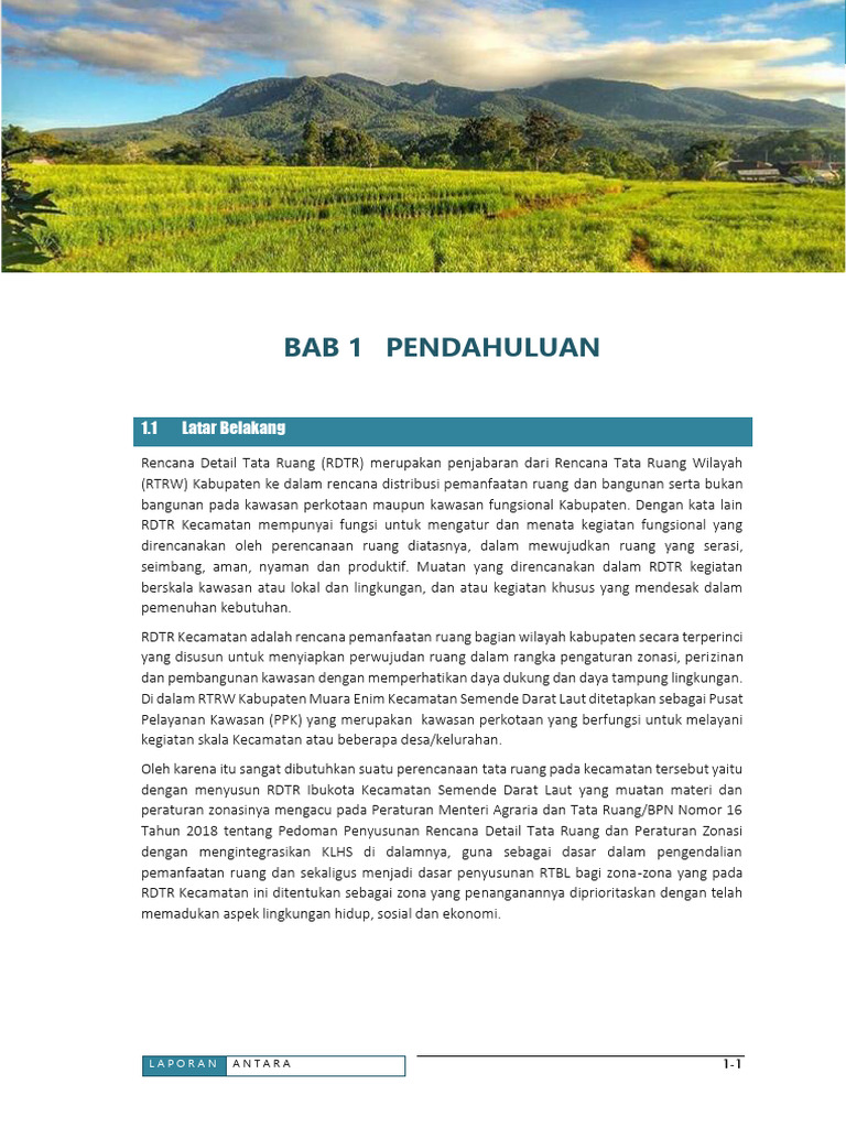 Buku Fakta Dan Analisa - RDTR Kawasan Perkotaan Kecamatan SDL | PDF ...