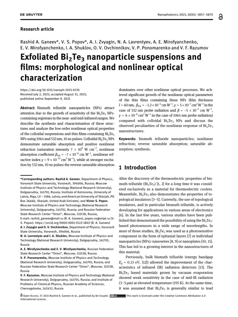 10.1515 - Nanoph 2021 0335 | PDF | Nonlinear Optics | Spectroscopy