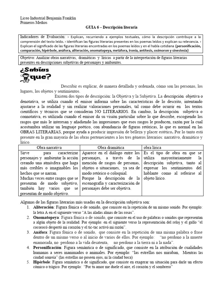 Guía de Figuras Literarias y Descripción | PDF | Poesía