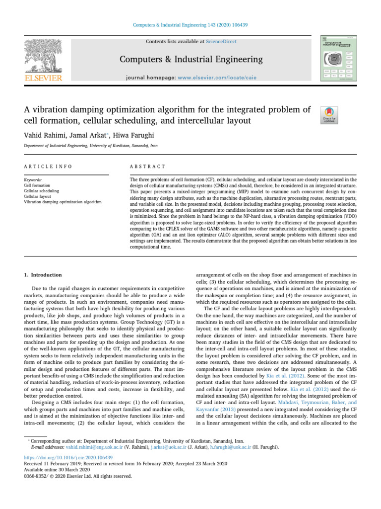 INTEGRATED PROBLEM CFP CSP Rahimi2020 | PDF | Linear Programming | Mathematical Optimization