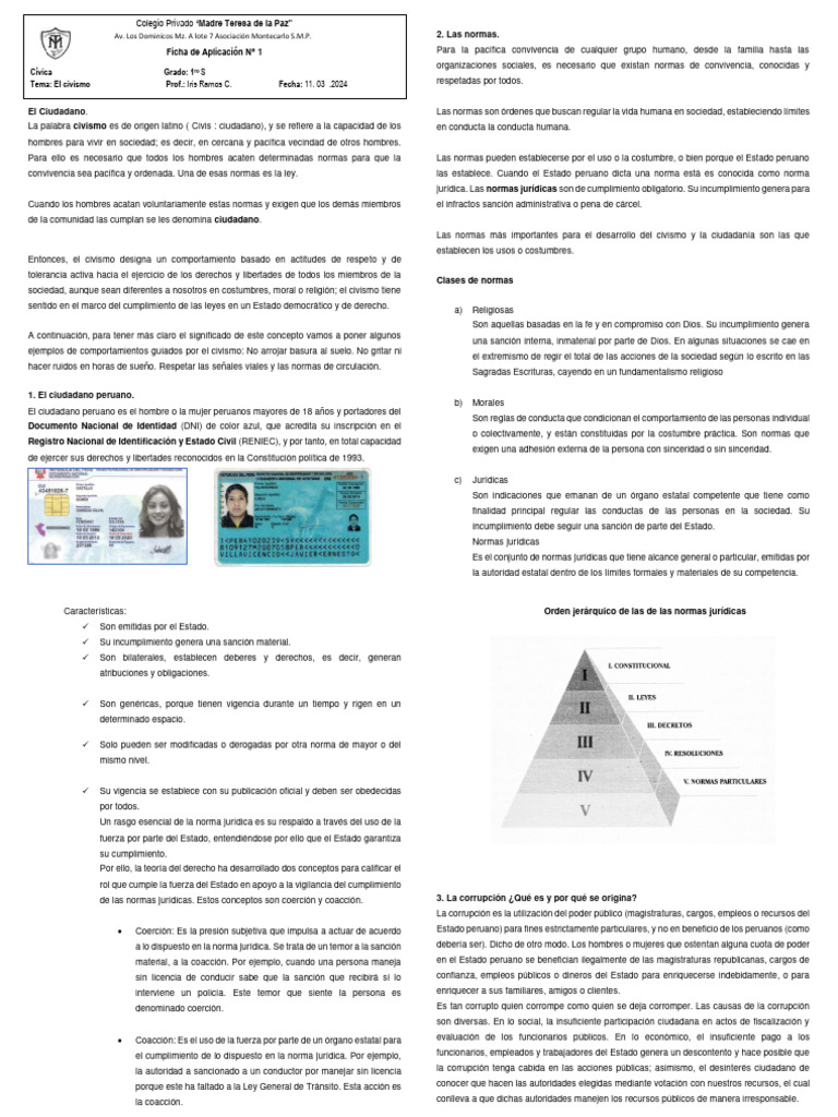 Ficha DPCC 1° Sec. | PDF | Estado (política) | Corrupción política