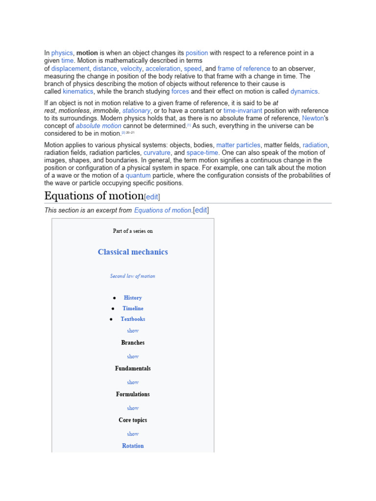 Equations of Motion: Classical Mechanics | Download Free PDF ...