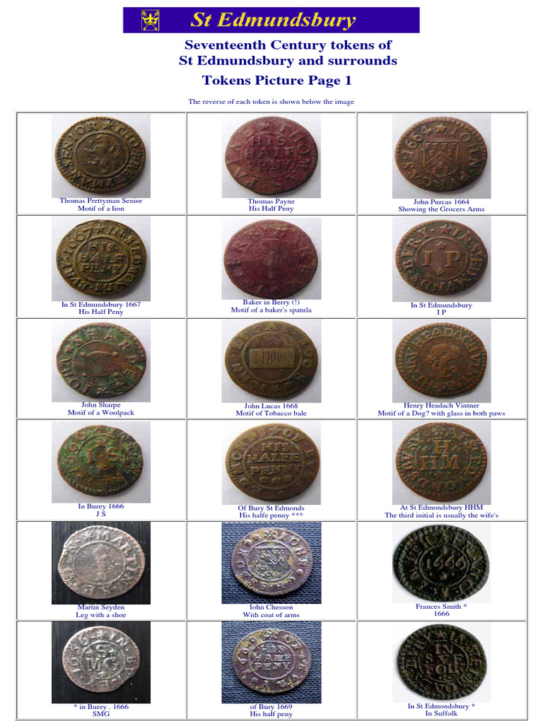 Seventeenth Century St Edmundsbury Tokens | PDF | Art | History