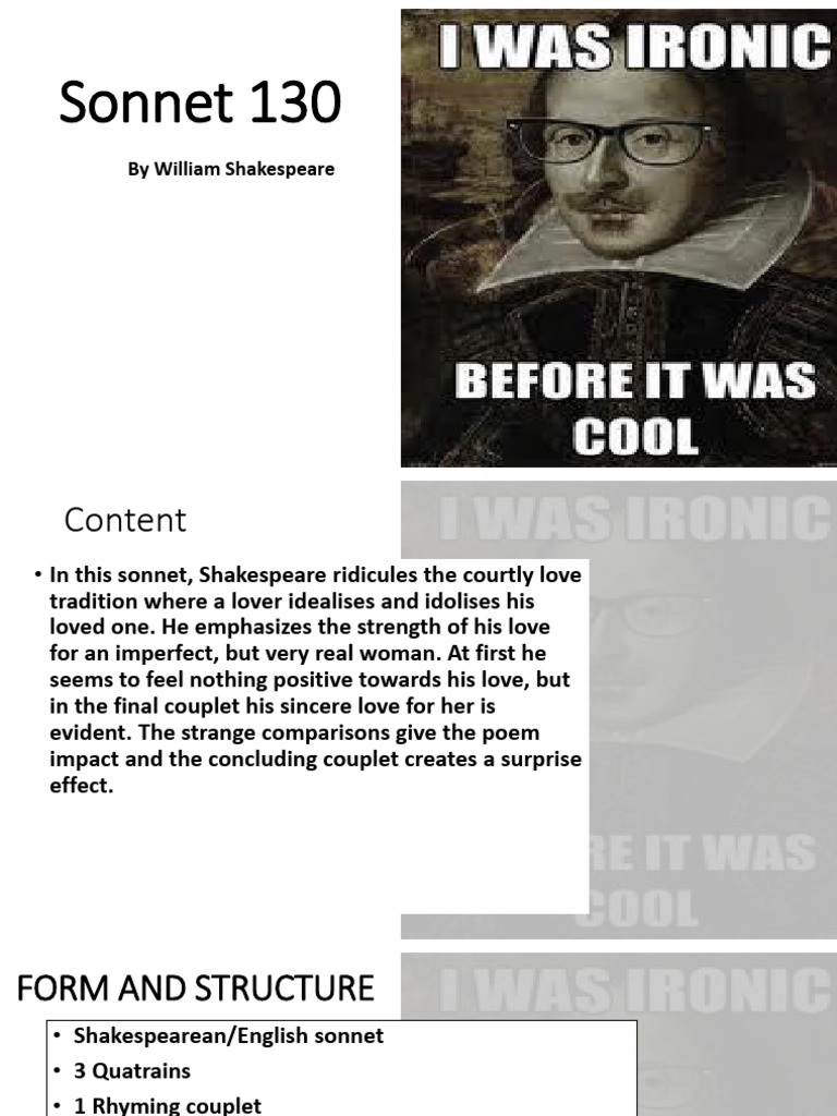 Analysis of Shakespeare's Sonnet 130 | PDF | Sonnets | Stanzaic Form