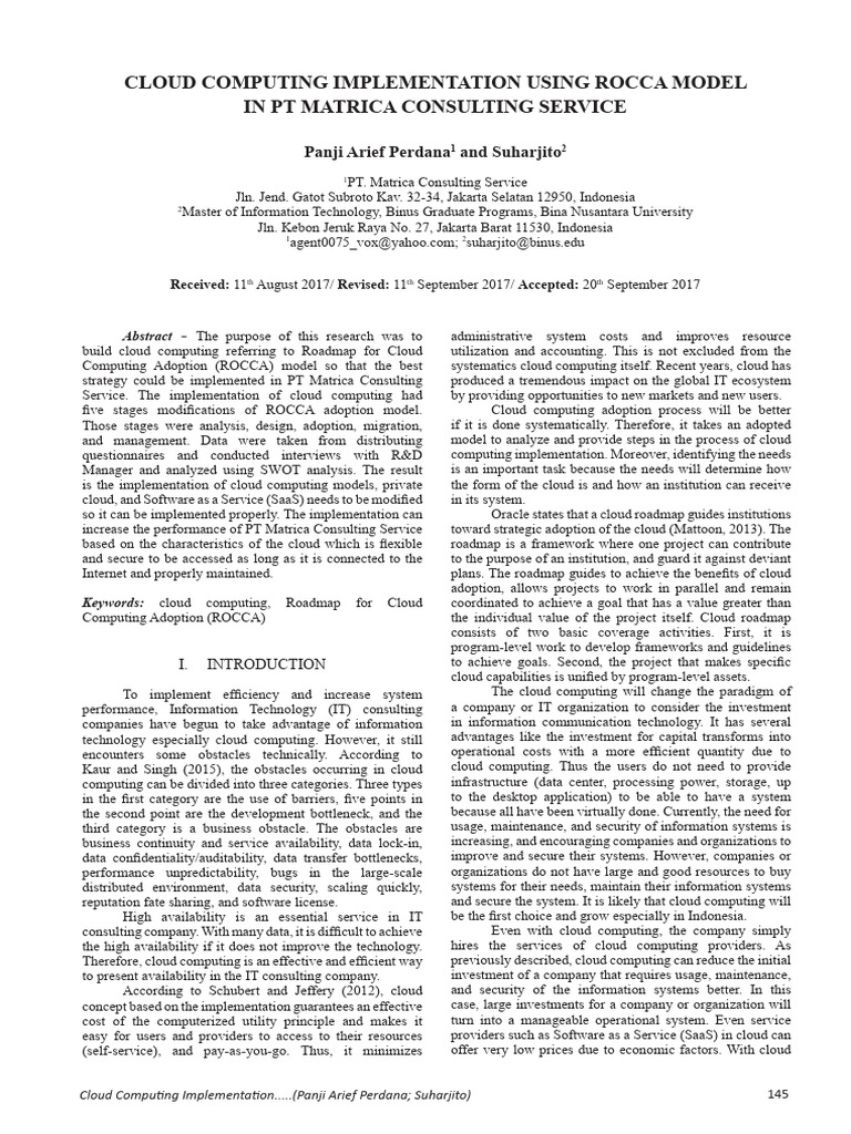 Cloud Computing Implementation Using Rocca Model-1 | PDF | Cloud Computing | Computing