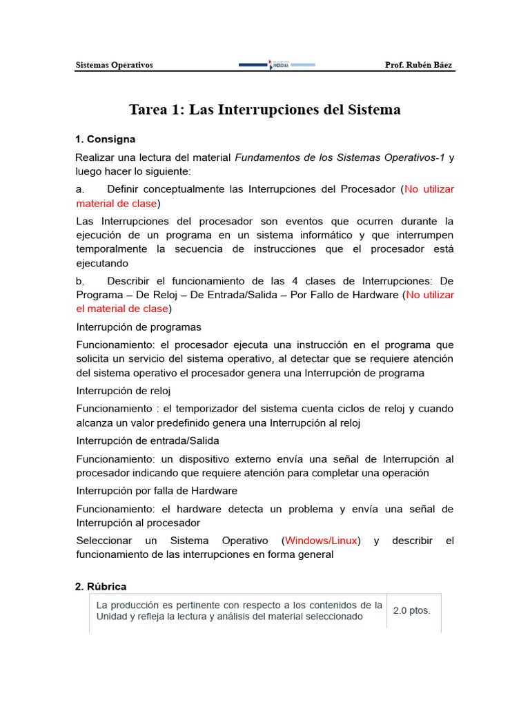 Tarea 1 - Las Interrupciones de Los Procesadores - G41 | PDF | Unidad Central de procesamiento ...