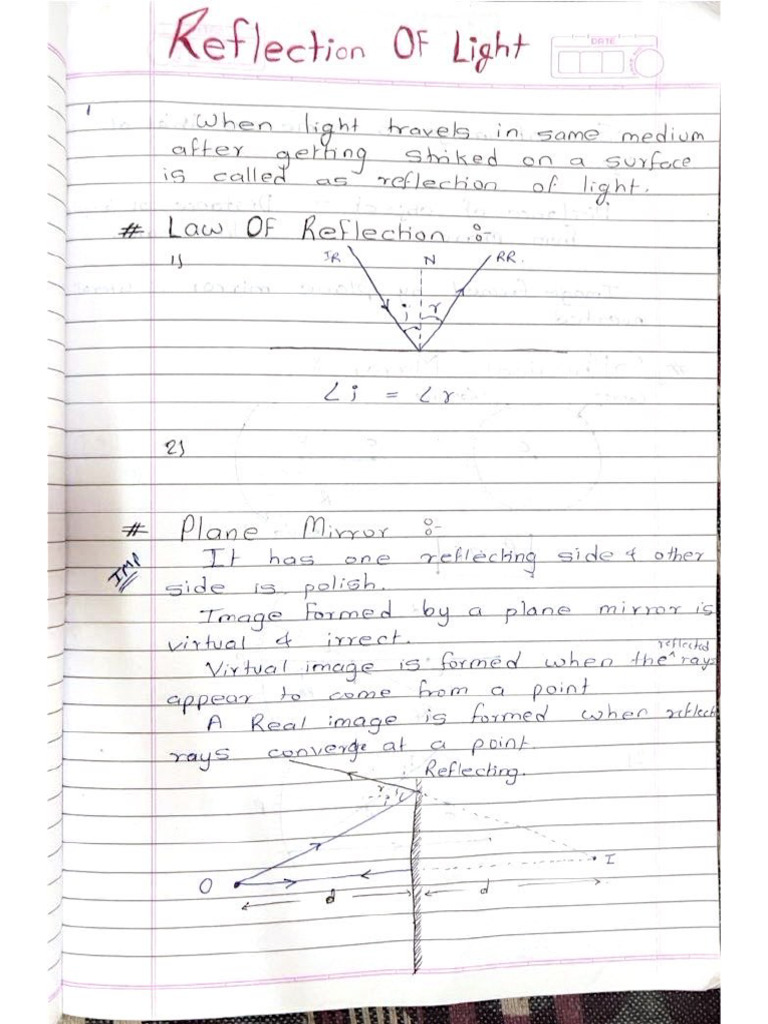 Reflection of Light (Physics) | PDF