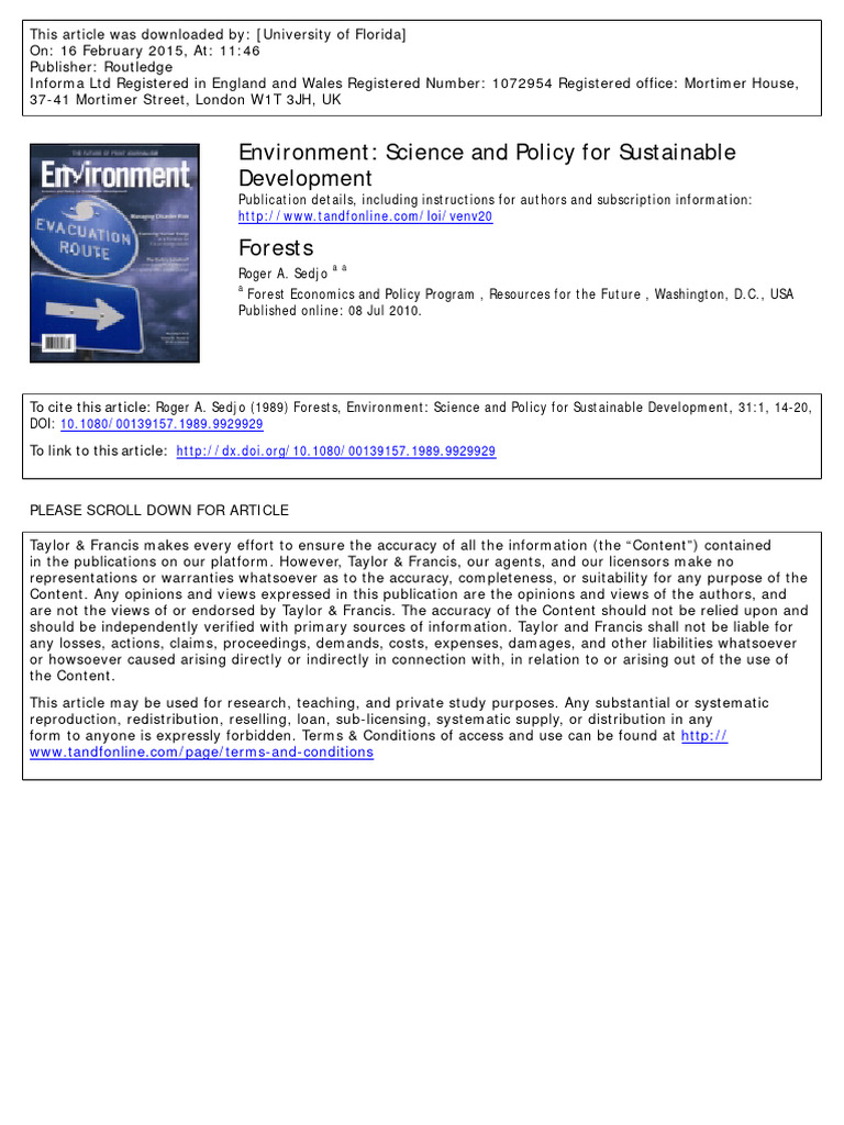 Science and Policy For Sustainable-Article | PDF