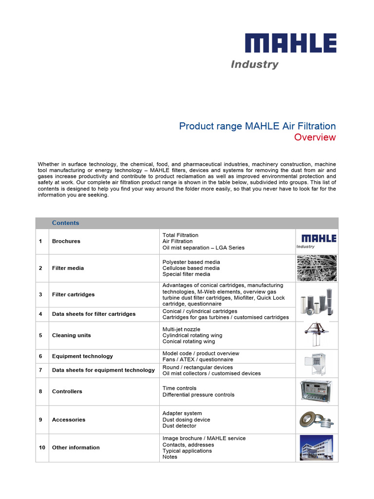 MAHLE Air Filtration | PDF | Filtration | Efficient Energy Use
