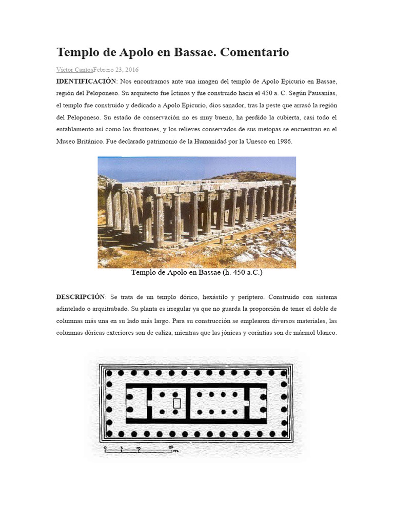 Templo de Apolo en Bassae | PDF | Delphi | templo