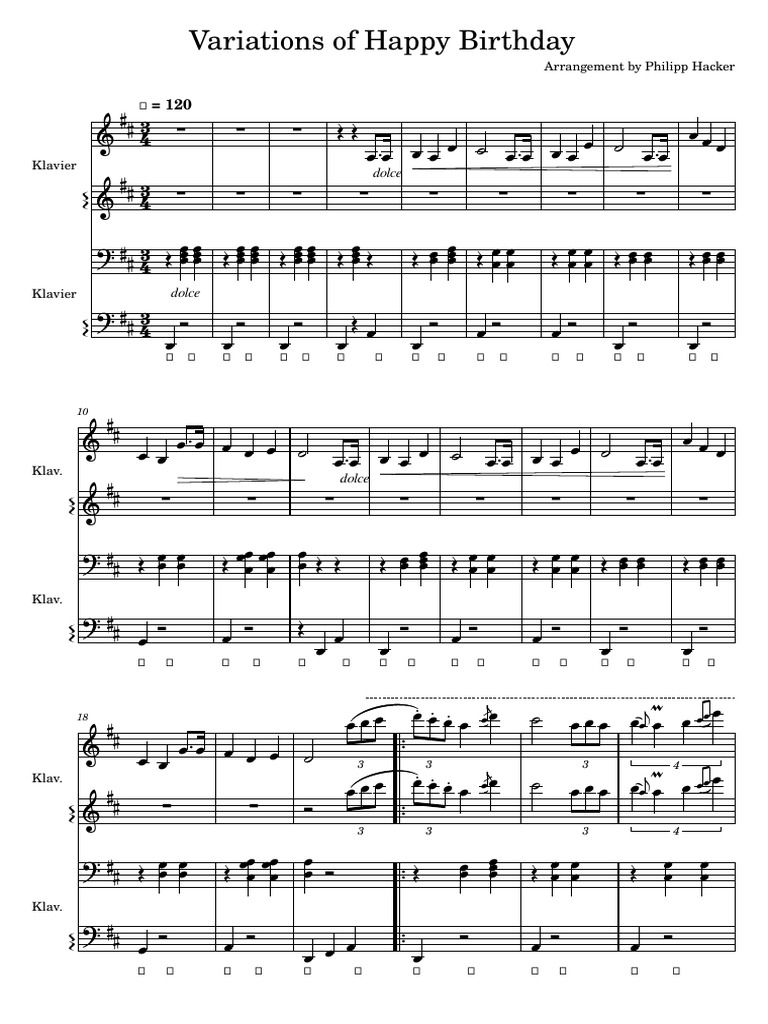 Variations of Happy Birthday Piano Hands | PDF