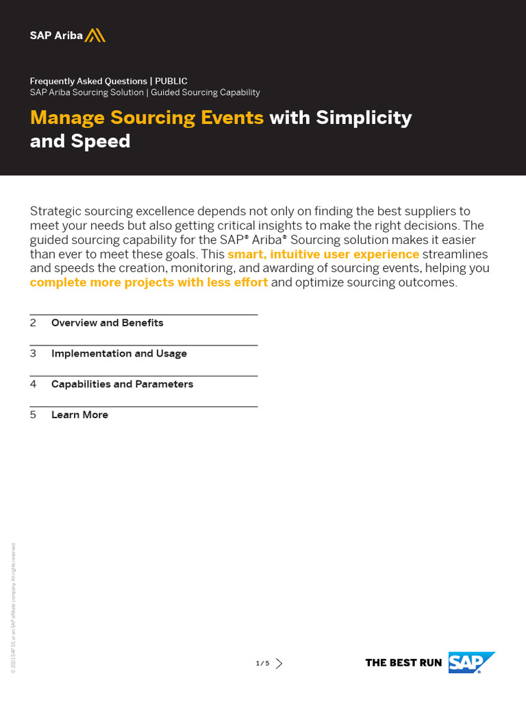 Guided Sourcing Capability External Frequently Asked Question | PDF