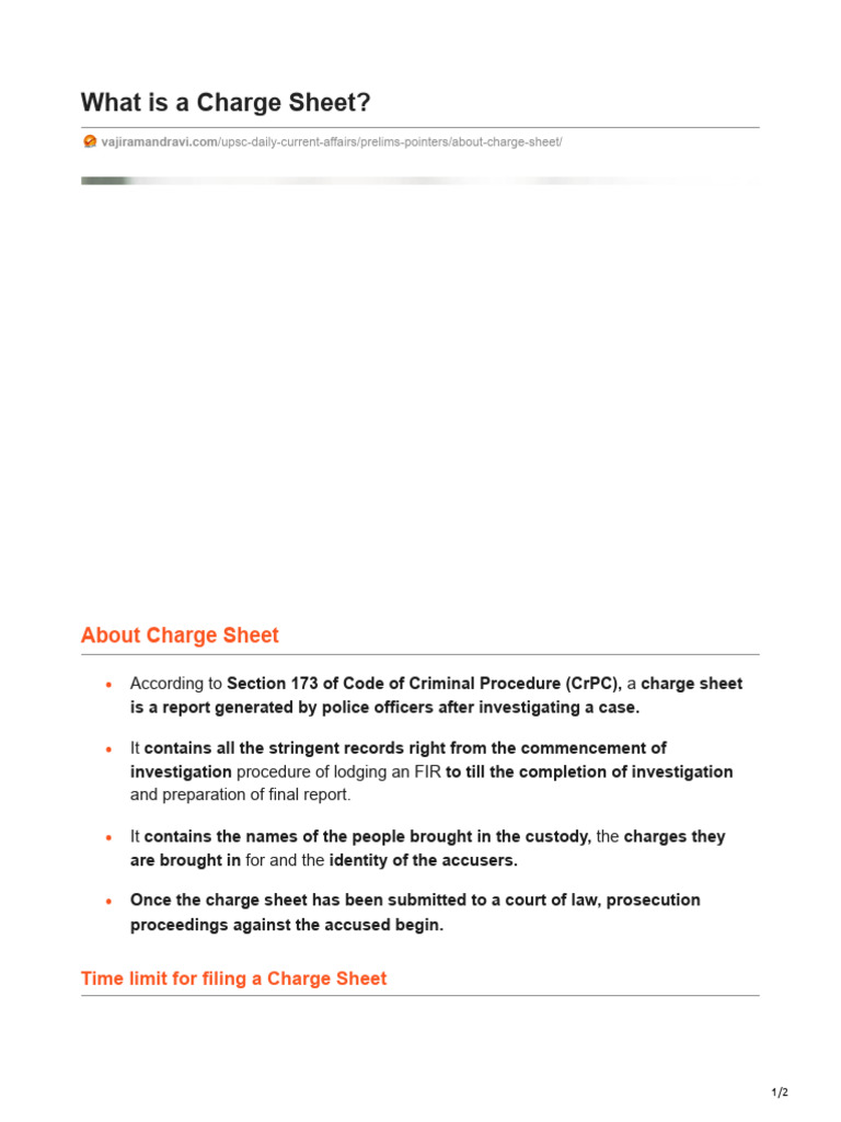 Understanding Charge Sheets in Criminal Law | PDF | Arrest | Bail