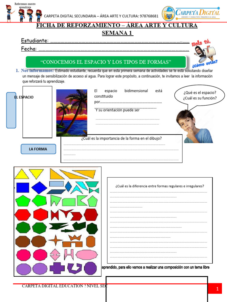 2° Sec - Ficha de Reforzamiento Sem.1 - Exp 1 - Arte y Cultura | PDF