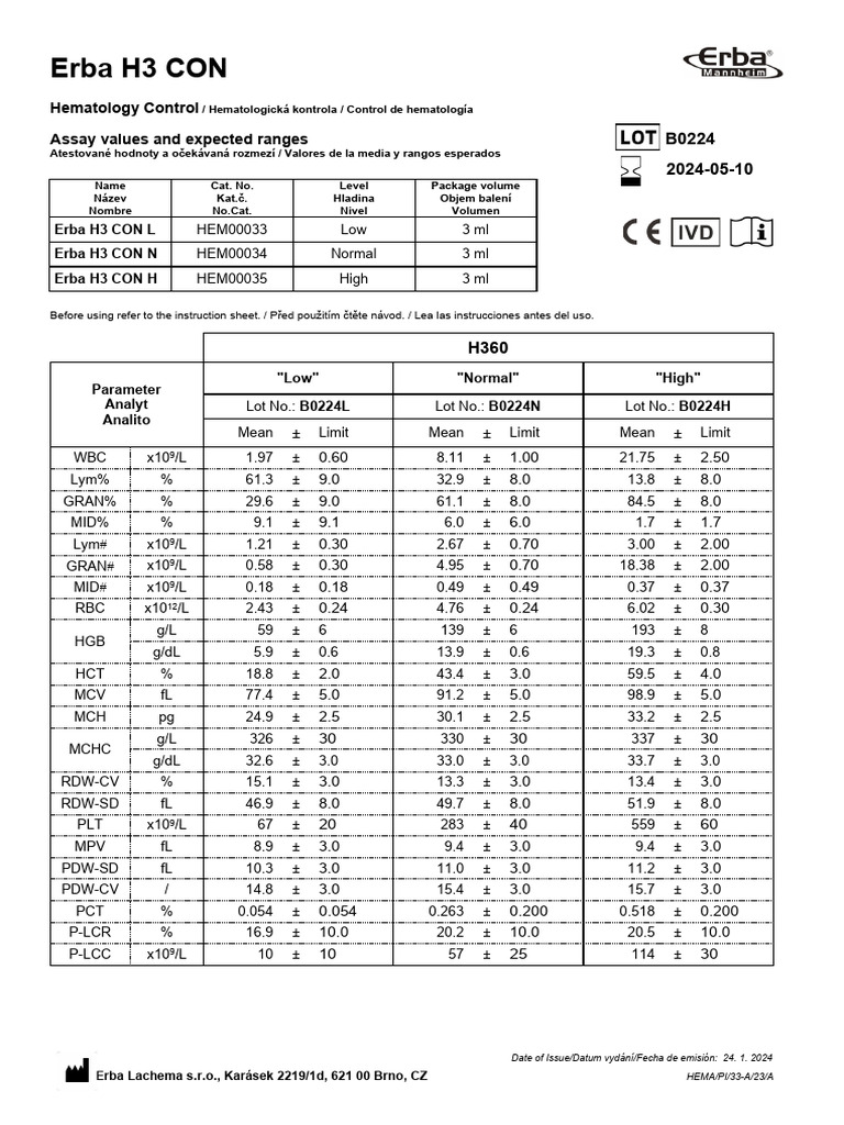 Erba H3 CON - B0224 | PDF