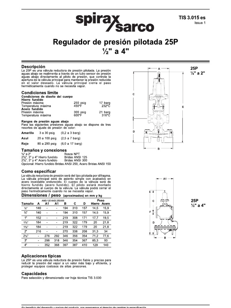 FICHA TECNICA SPIRAX SARCO | PDF