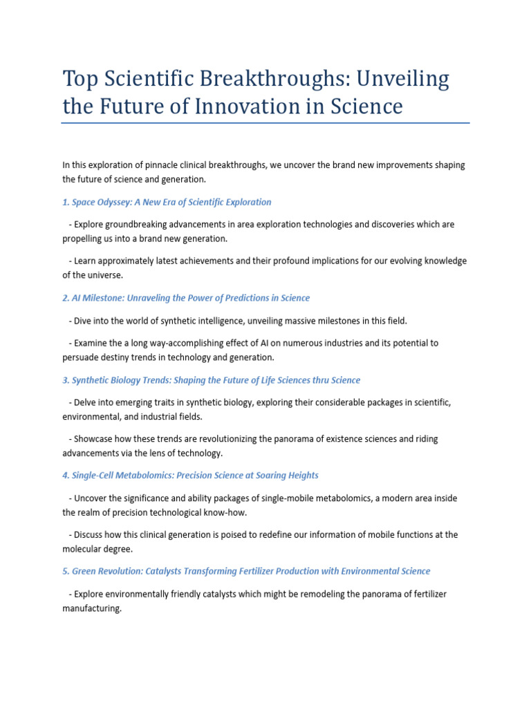 Top Scientific Breakthroughs | Download Free PDF | Science | Innovation