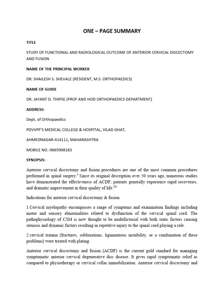 Title One Page Summary | PDF