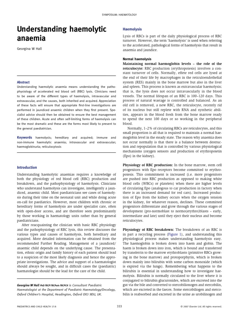 Understanding Haemolytic Anaemia | PDF | Anemia | Red Blood Cell