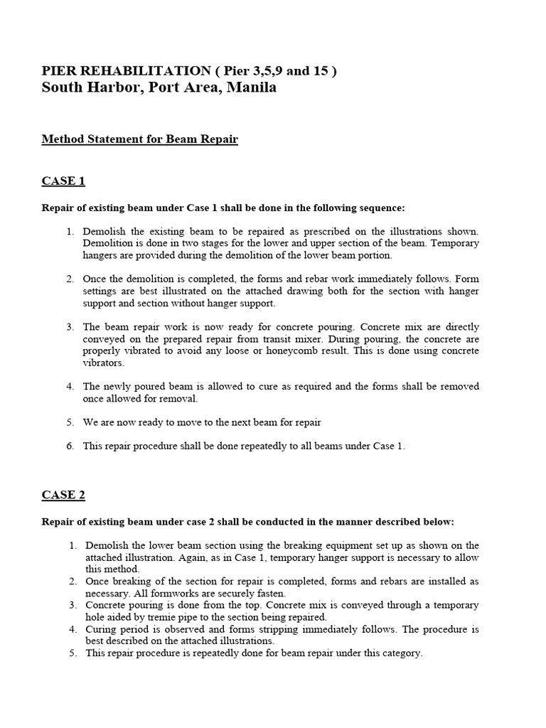 Beam Repair Method Statement | PDF