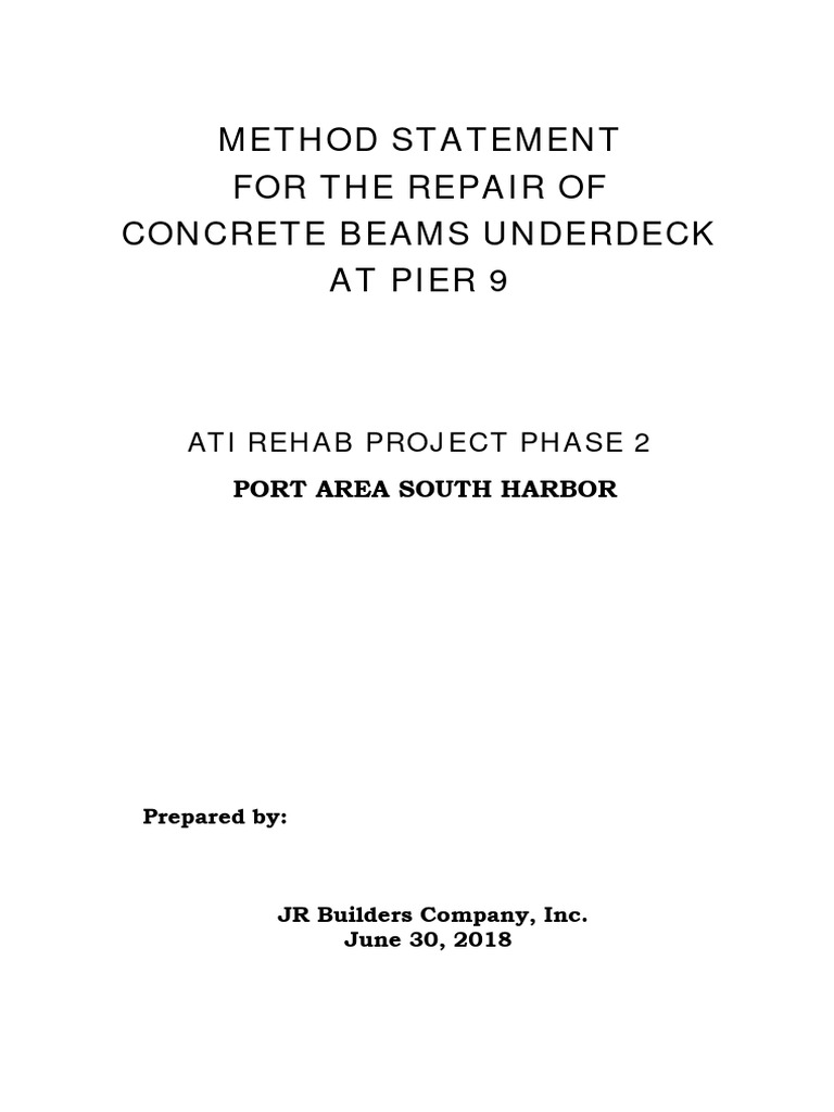 Concrete Beam Repair Method Statement | PDF | Concrete | Materials