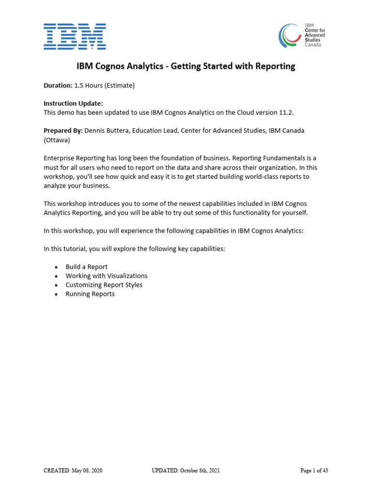 Cognos Analytics - Getting Started With Reporting | PDF | Icon (Computing) | System Software