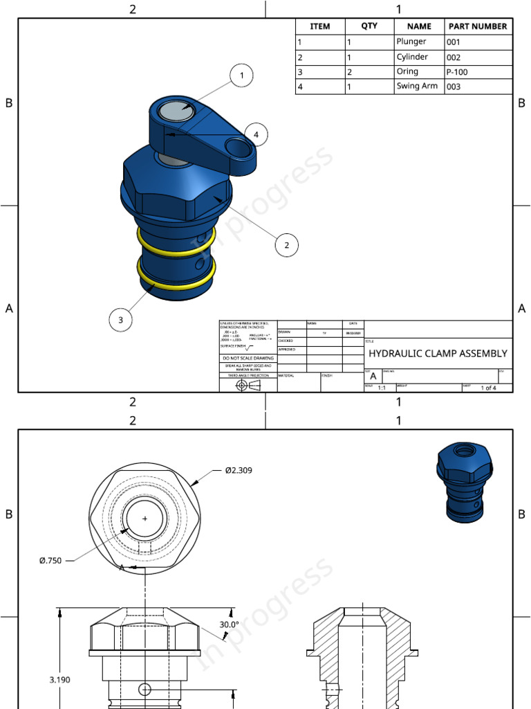 Hydraulic Clamp Drawing | PDF