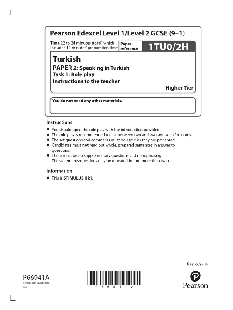 GCSE Turkish Speaking Exam Guide | PDF | Schools | Educational ...