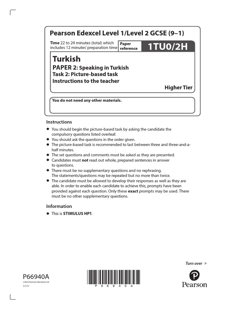 GCSE Turkish Speaking Exam Guide | PDF | Secondary Education ...