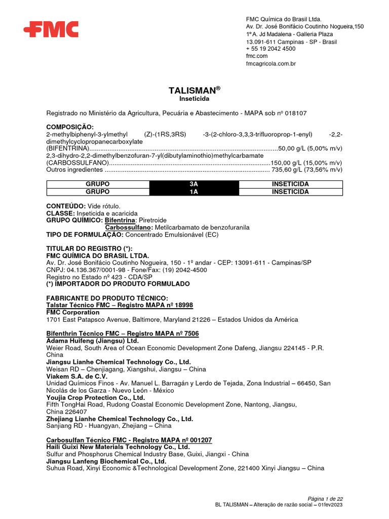 Bula - Talisman | PDF | Nuvem | Inseticida