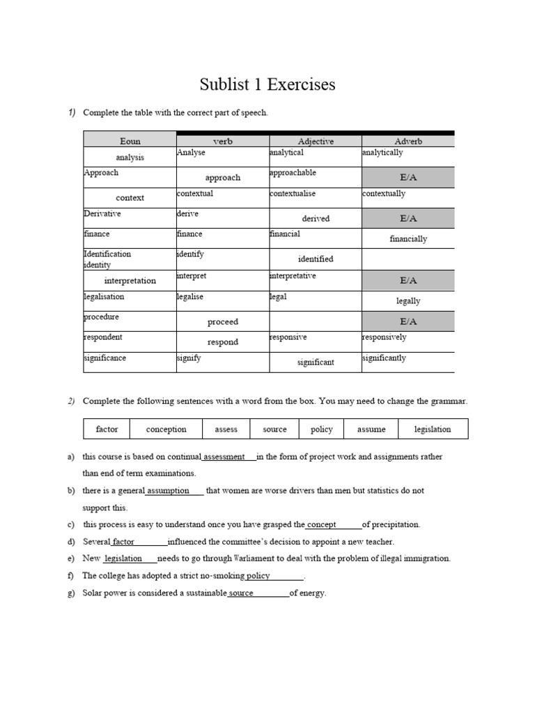 Academic Word Exercise 1 | PDF | Infection | Health Sciences