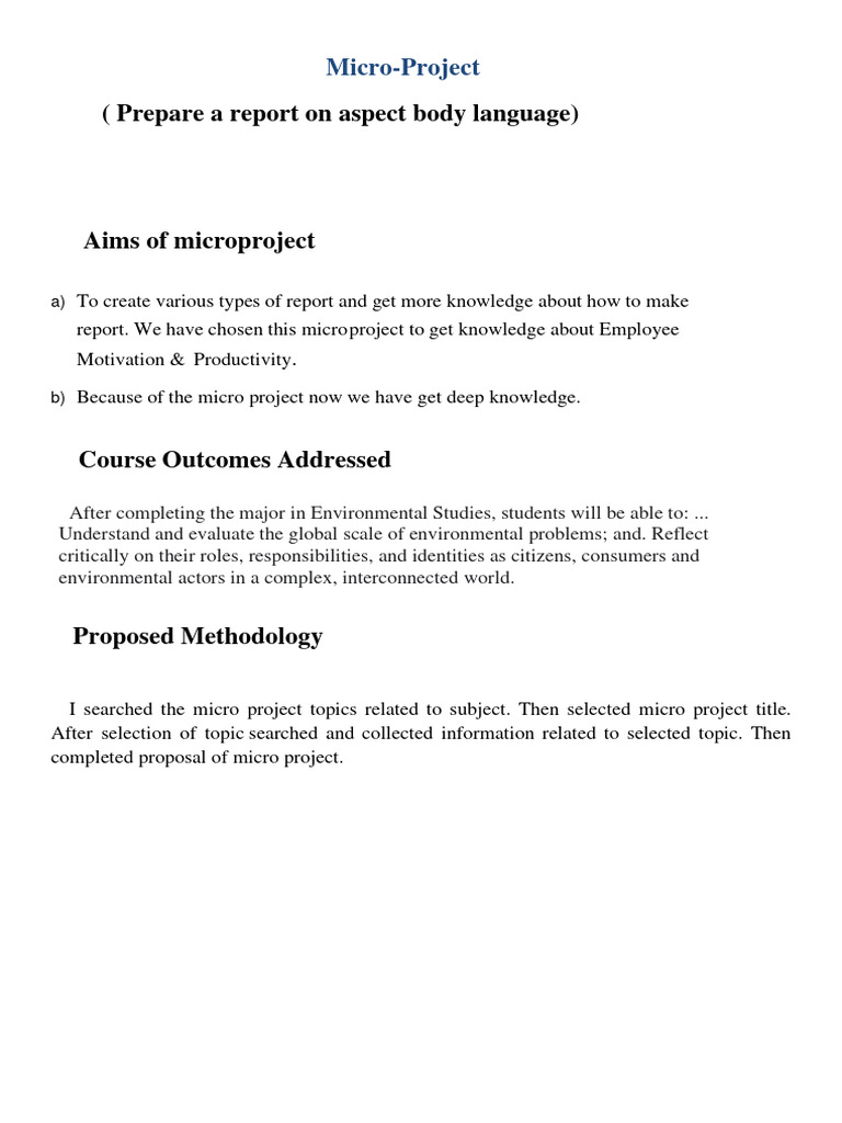 Sample Format For Microproject | PDF | Diploma | Information