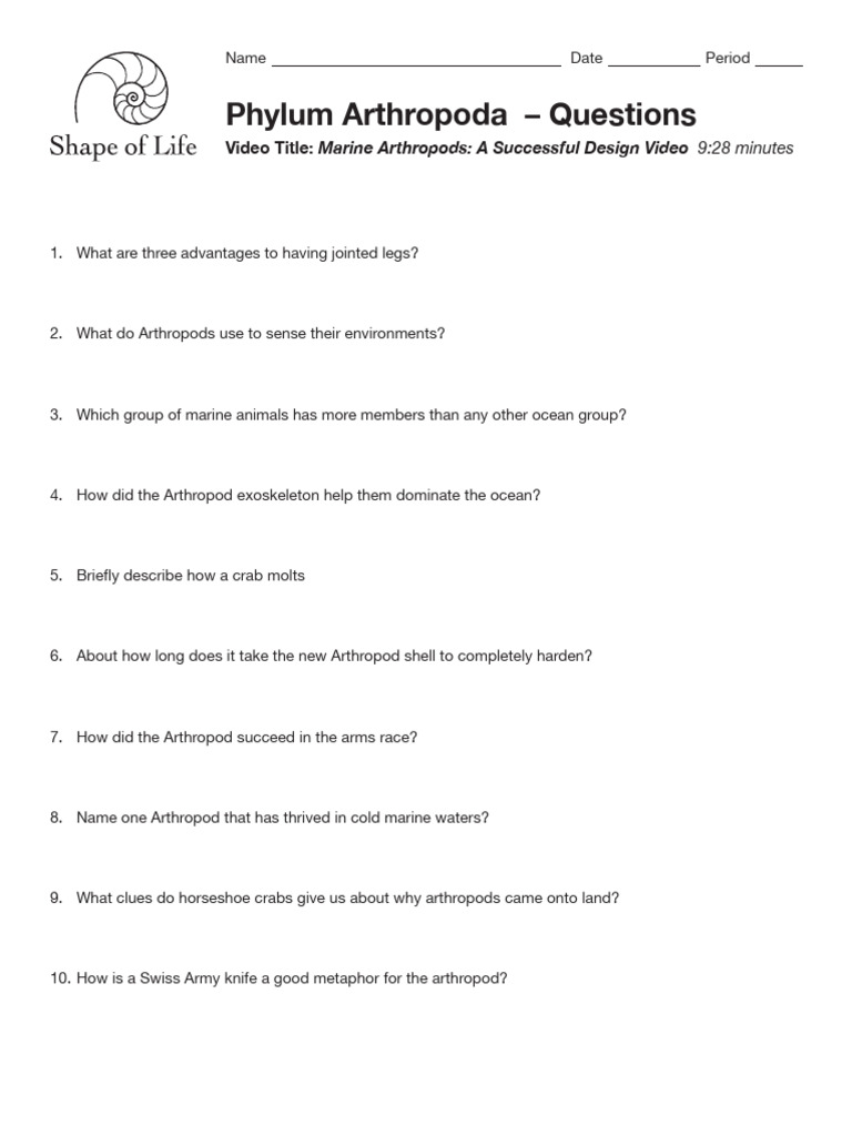 Marine Arthropods Study Guide | PDF | Science & Mathematics