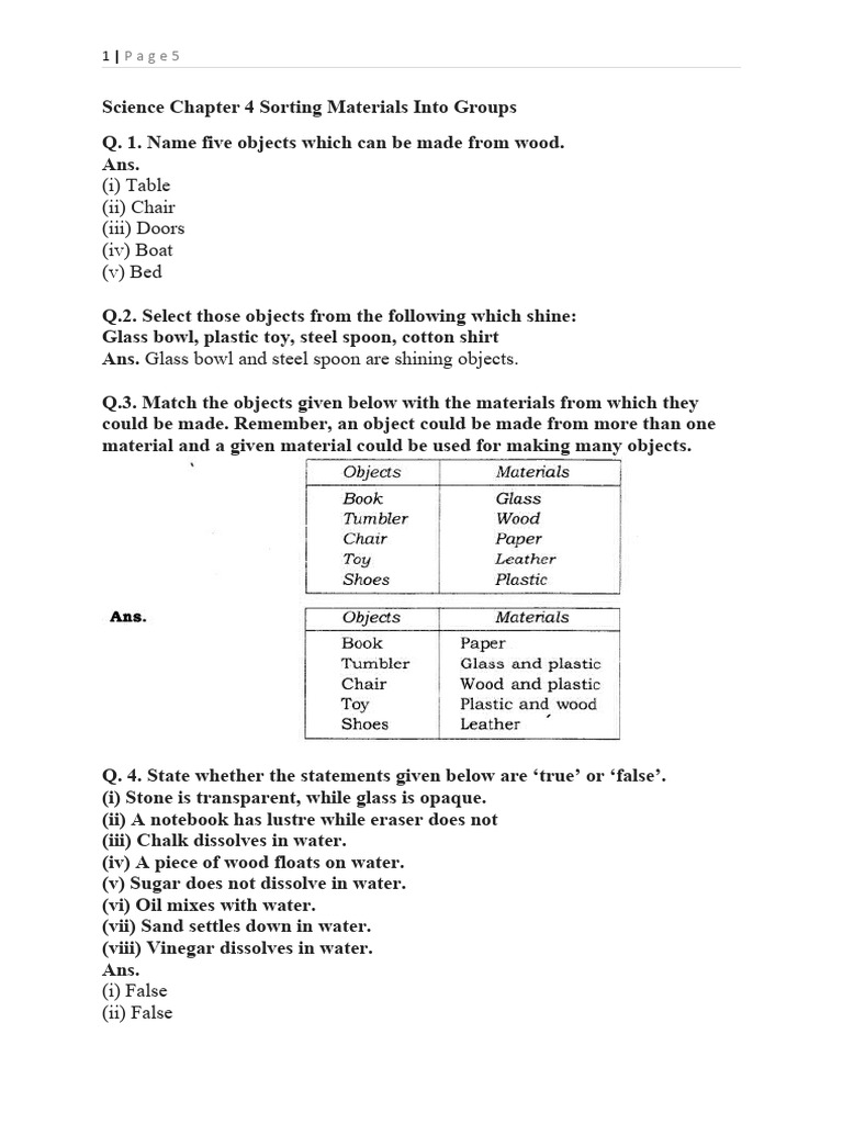 Science Chapter 4 Sorting Materials Into Groups | PDF