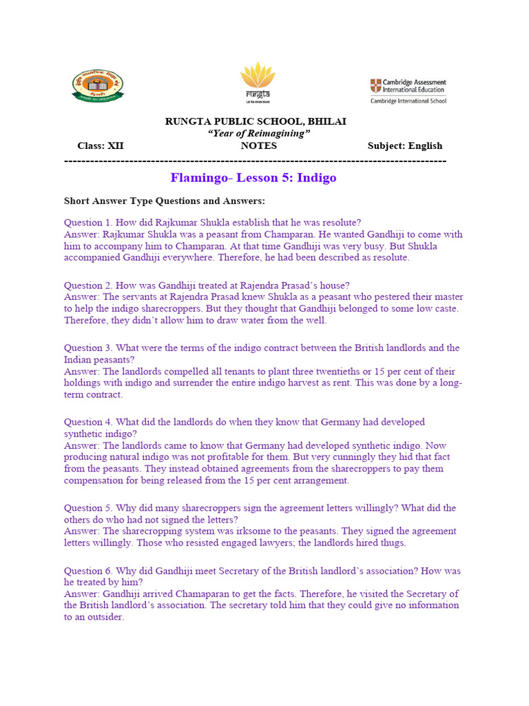 Indigo Notes | PDF | Mahatma Gandhi