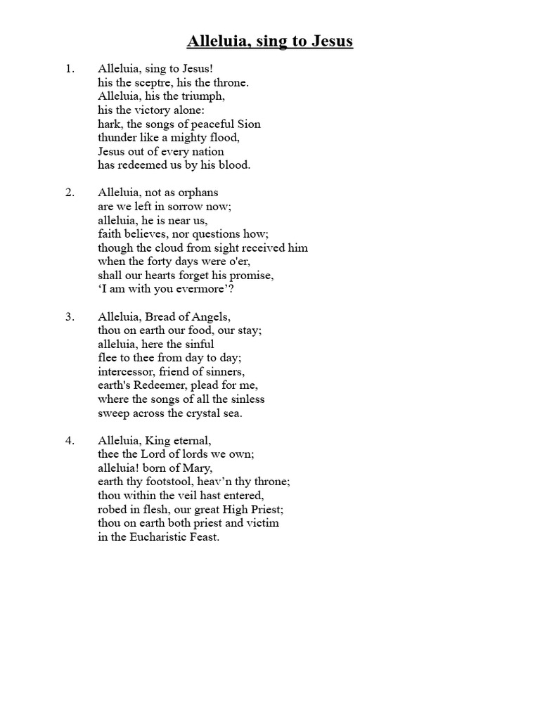 Alleluia, Sing to Jesus Lyrics | PDF