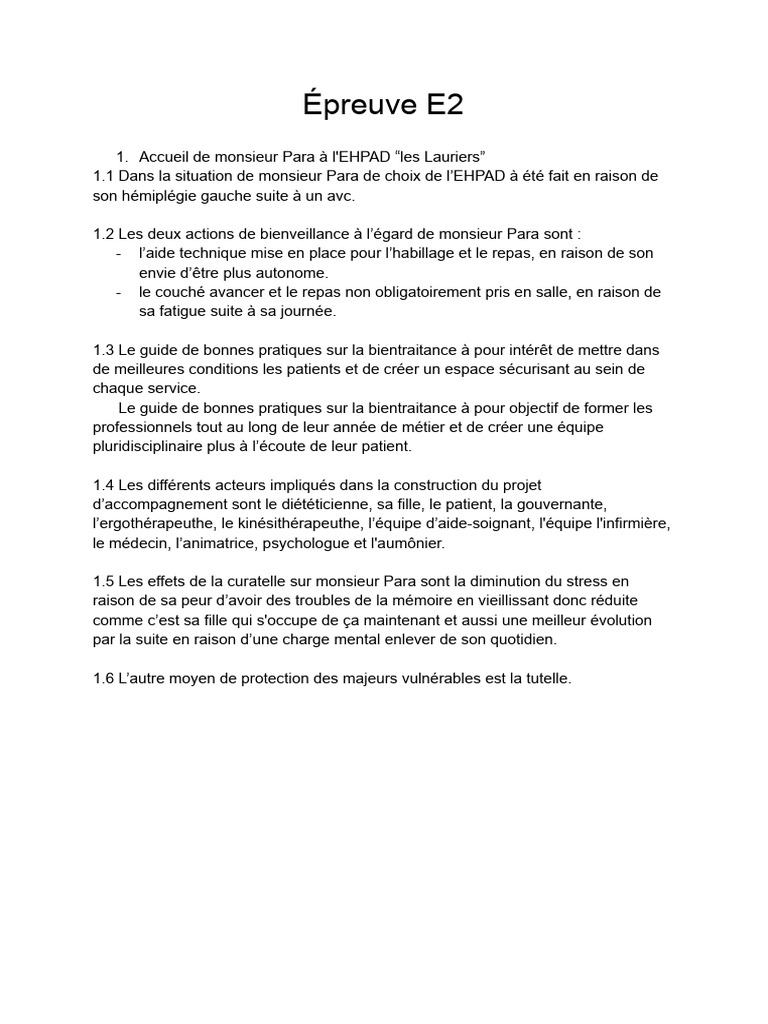 Épreuve E2 | PDF