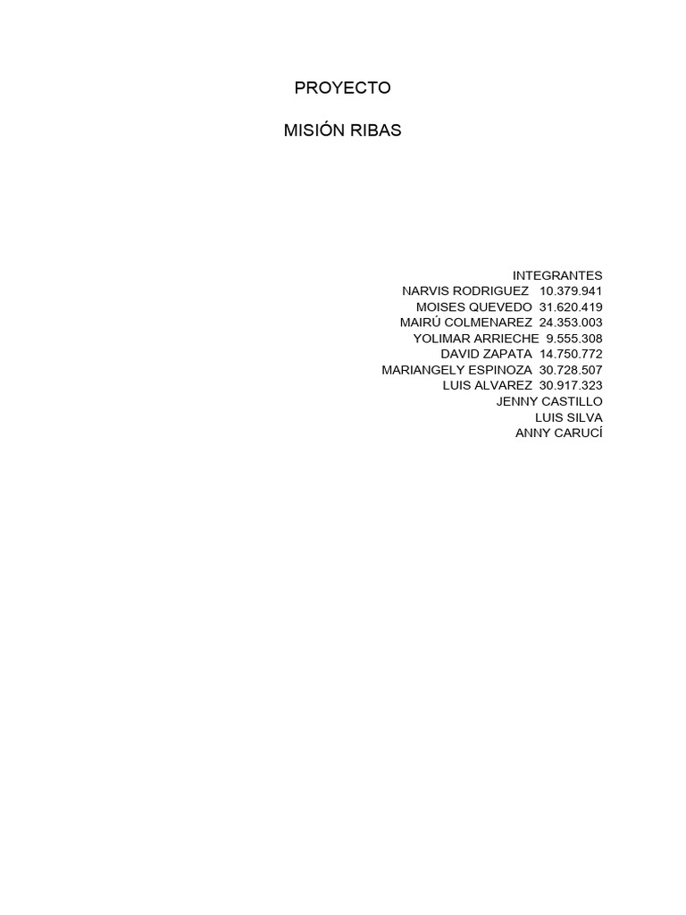 Proyecto Mision Ribas | PDF