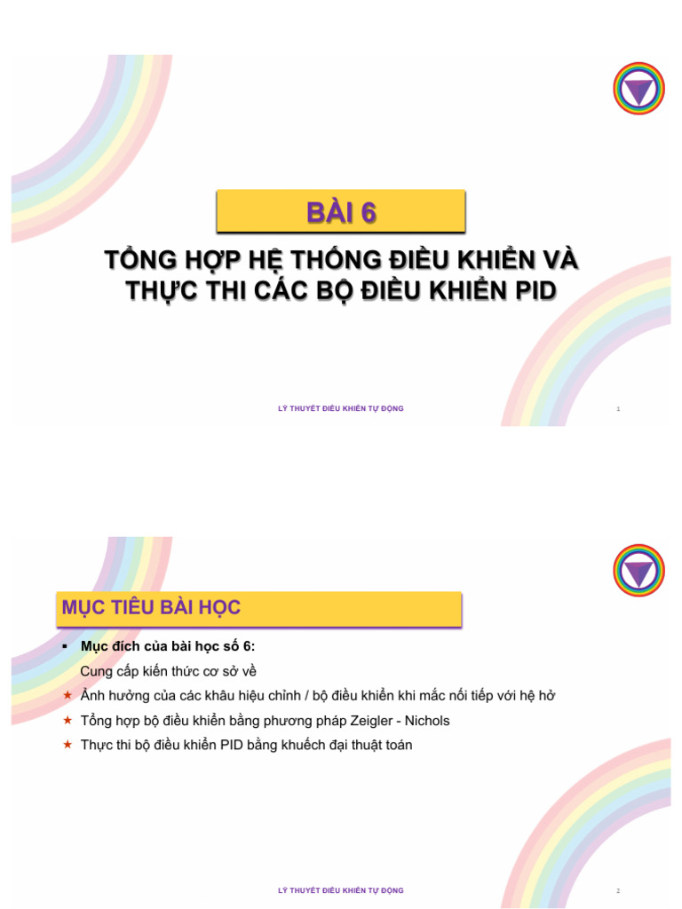 BÀI 6_TỔNG HỢP BỘ ĐIỀU KHIỂN VÀ THỰC THI CÁC BỘ ĐIỀU KHIỂN PID | PDF
